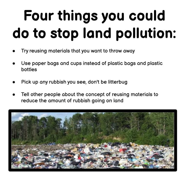 Four things you could do to stop land Pollution – Daniel @ Glenbrae School